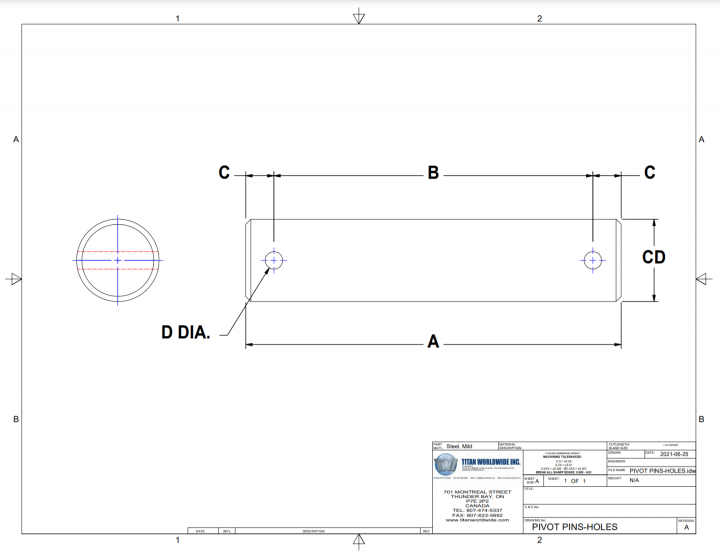 Cylinder Mounting Accessory - Pivot Pins-Holes - DP-10H - Titan ...